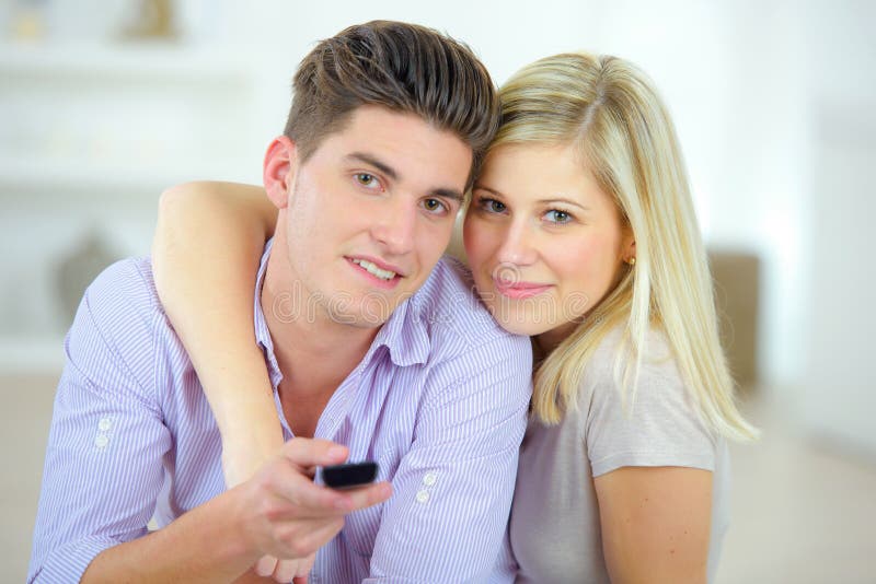 Couple Watching Television Together Stock Image - Image of couch ...