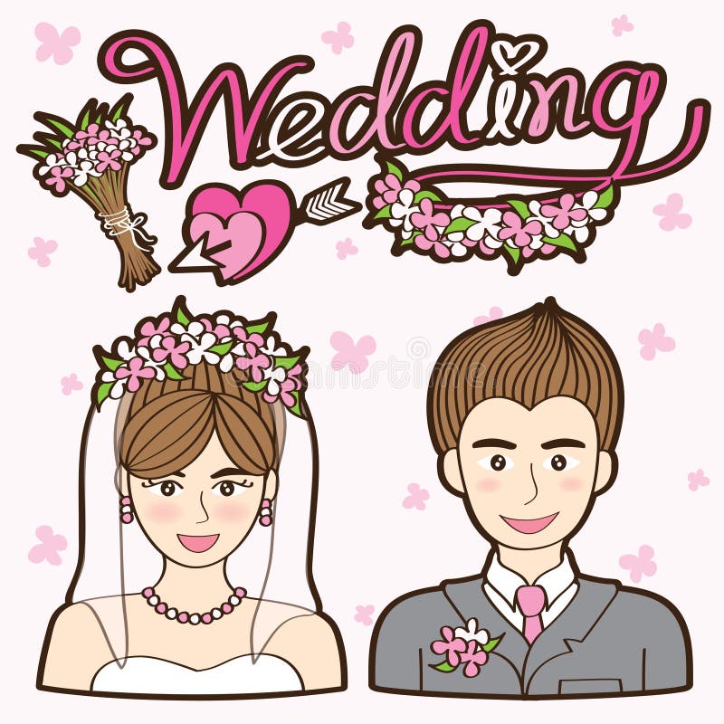 Couple Wedding Cartoon Vector Stock Illustration - Illustration of wife ...