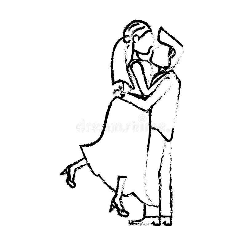 Couple Wedding Dancing Outline Stock Illustration - Illustration of ...