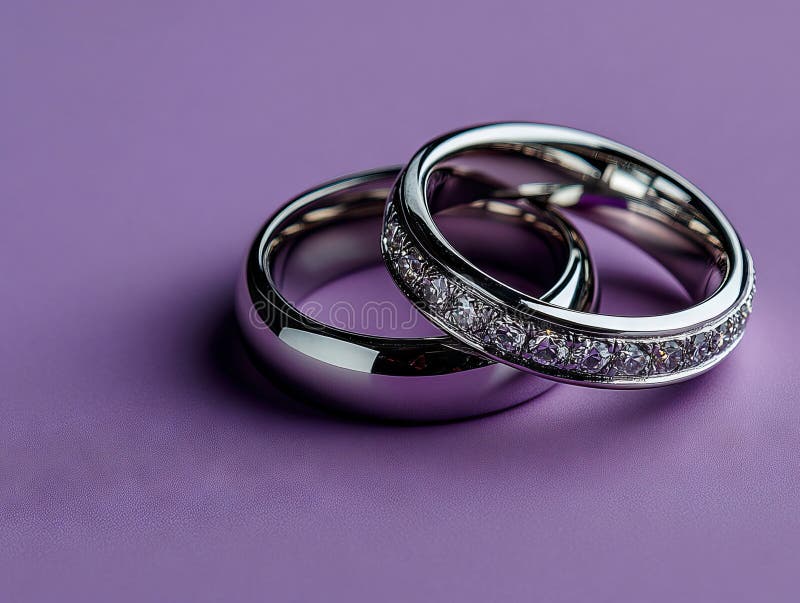 A Couple of Wedding Rings on a Purple Background Stock Photo - Image of ...
