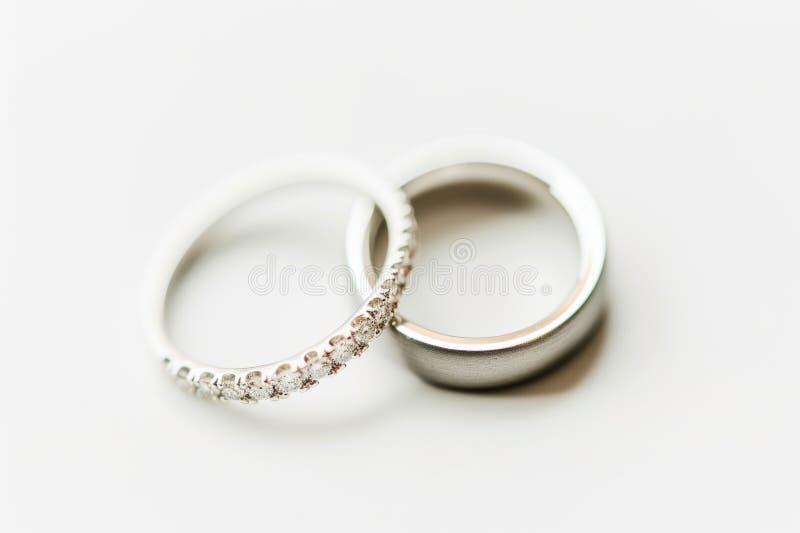 A Couple of Wedding Rings Sitting Next To Each Other Stock Image ...