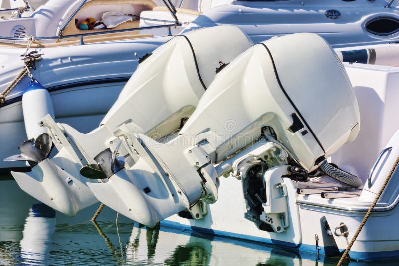 Couple of White Outboard Engines Stock Photo - Image of recreation ...