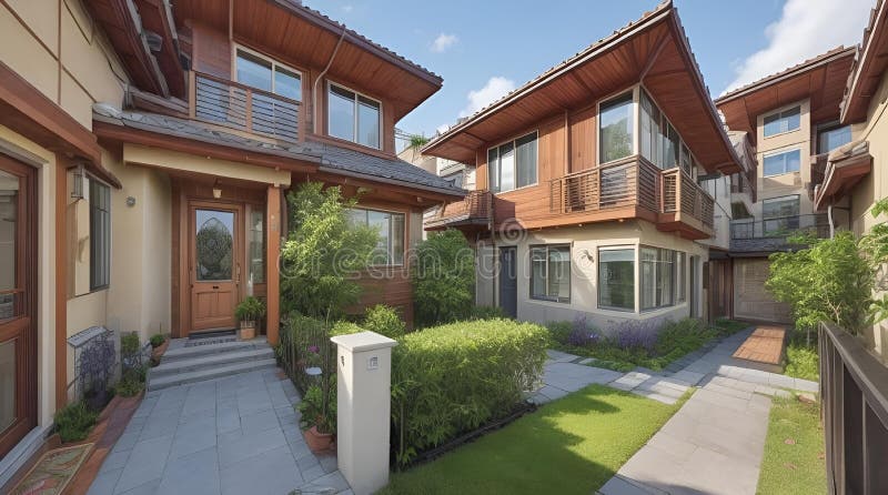 A Couple of Windows that are in the House and on Some Grass Stock Photo ...