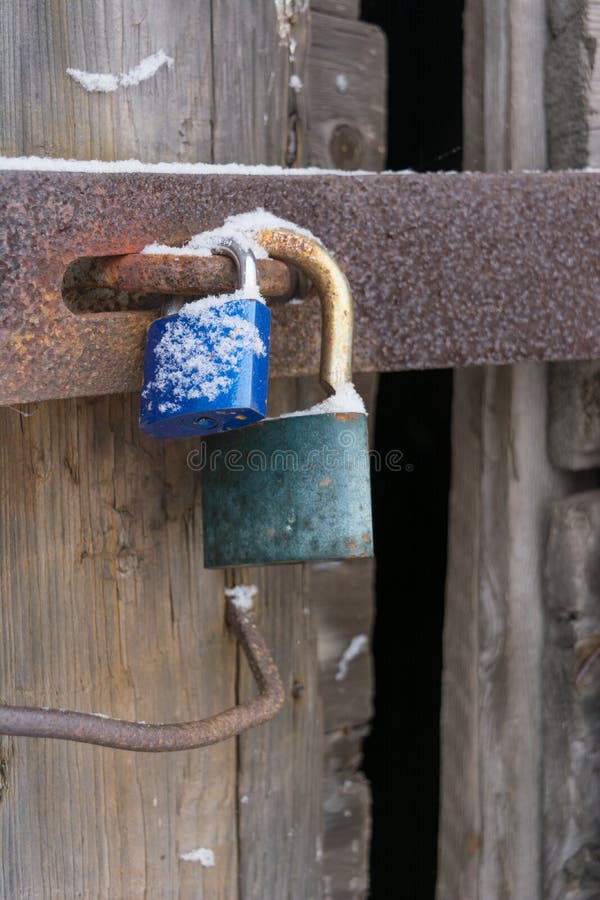 The couple of winter locks stock photo. Image of blue - 203610828