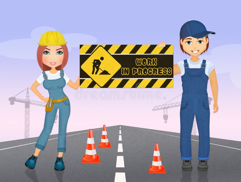 Couple work in progress stock illustration. Illustration of funny ...