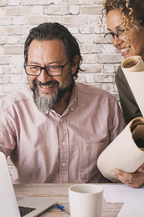 Couple of Worker Busy in Home Office Alternative Workplace with Small ... Couple of Worker Busy in Home Office Alternative Workplace with Small ...