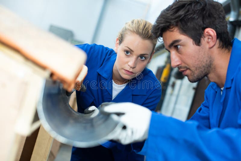 Couple Workers Installing Gutter Stock Image - Image of leaks ...