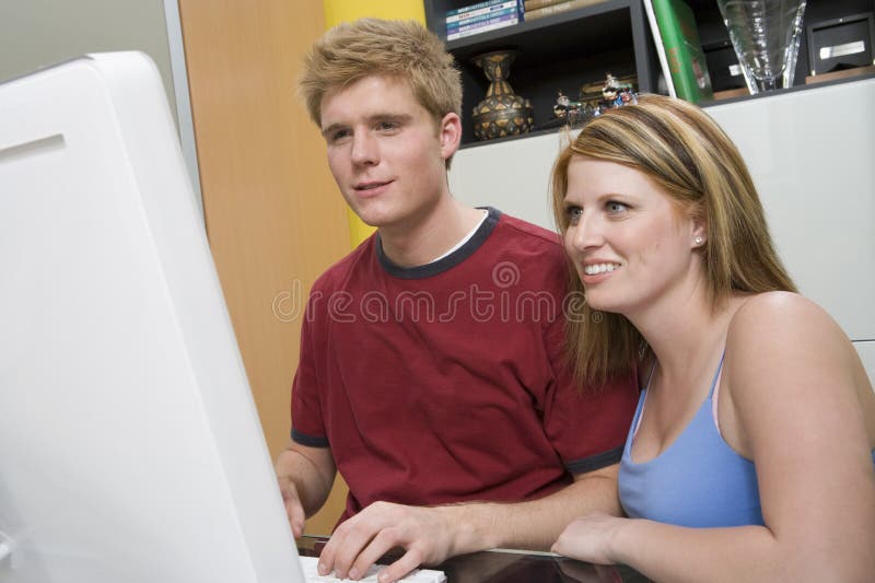 Couple Working on Computer stock image. Image of computer - 29650371