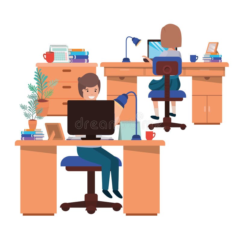 Couple Working in the Office Avatar Character Stock Vector ...