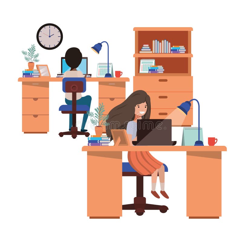 Couple Working in the Office Avatar Character Stock Vector ...