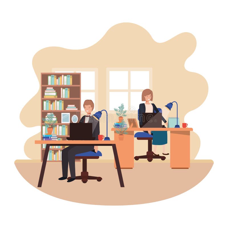 Couple Working in the Office Avatar Character Stock Vector ...