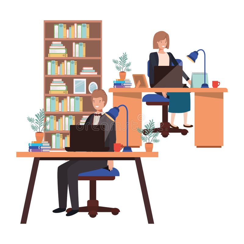 Couple Working in the Office Avatar Character Stock Vector ...
