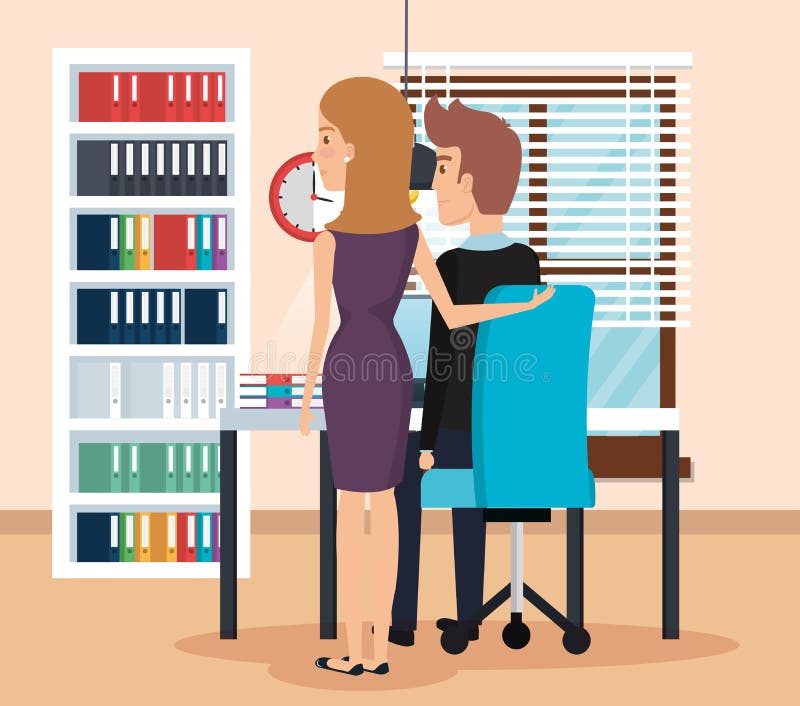 Couple Working in the Office Stock Vector - Illustration of office ...