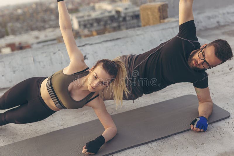 Couple Working Out with a Pilates Ball Stock Photo - Image of casual ...