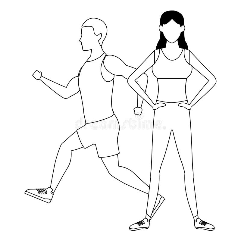 Couple working out stock vector. Illustration of sitting - 142098868