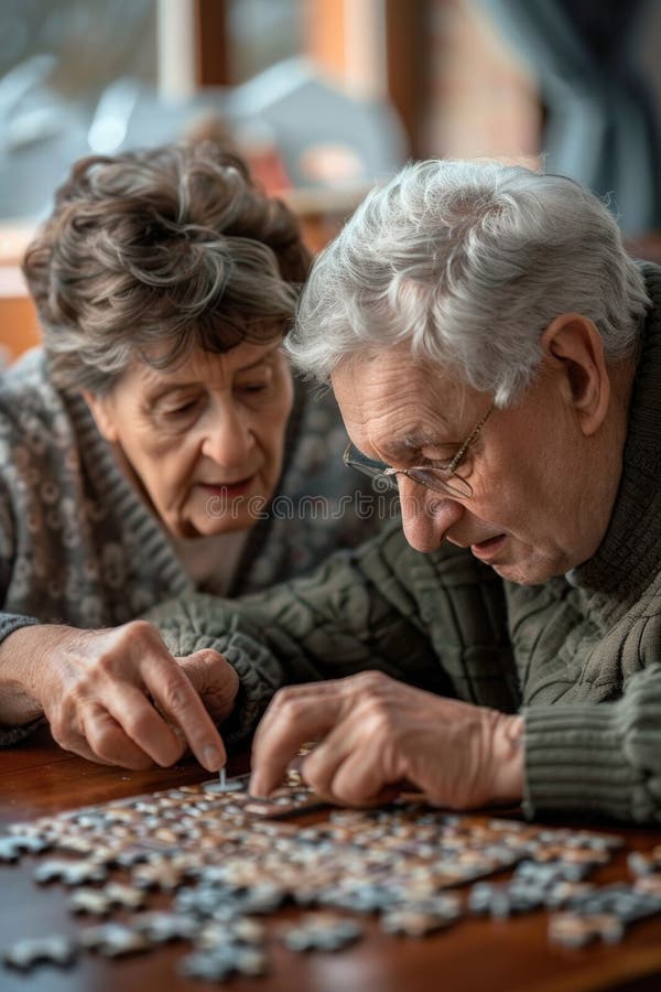 Couple Working Together on a Jigsaw Puzzle, a Fun and Engaging Activity ...