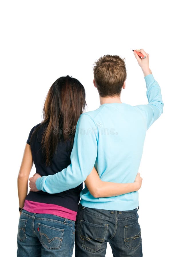 Couple writing your text stock image. Image of dreaming - 14184827