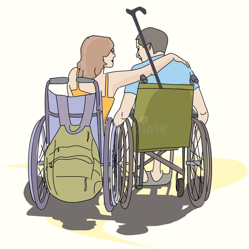Couple Young People in Love in Wheelchairs Stock Vector - Illustration ... Couple Young People in Love in Wheelchairs Stock Vector - Illustration ...