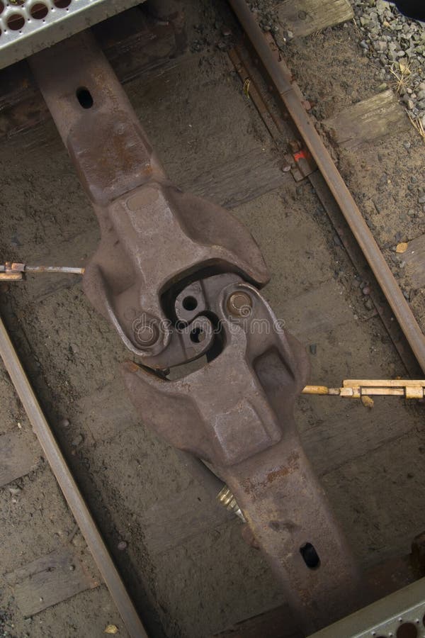 Railroad Coupler between Rail Cars Freight Train Stock Image - Image of ...