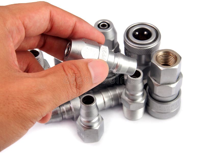 Male Coupler and Female Coupler on White Background Stock Image - Image ...