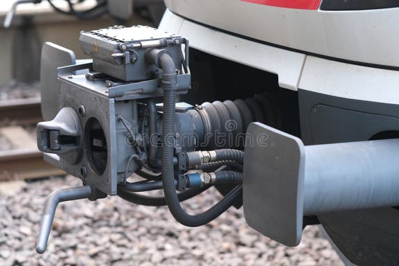 A coupler on a train stock photo. Image of coupler, steel - 344565990