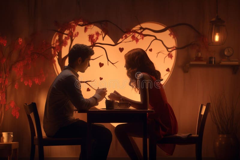 Couples Creating HeartShaped Shadow Puppets on Stock Illustration ...