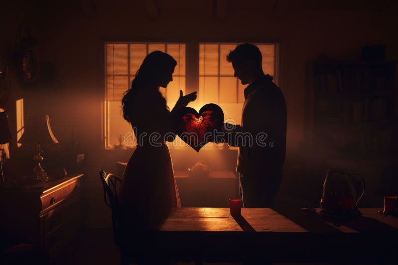 Couples Creating HeartShaped Shadow Puppets on Stock Illustration ...