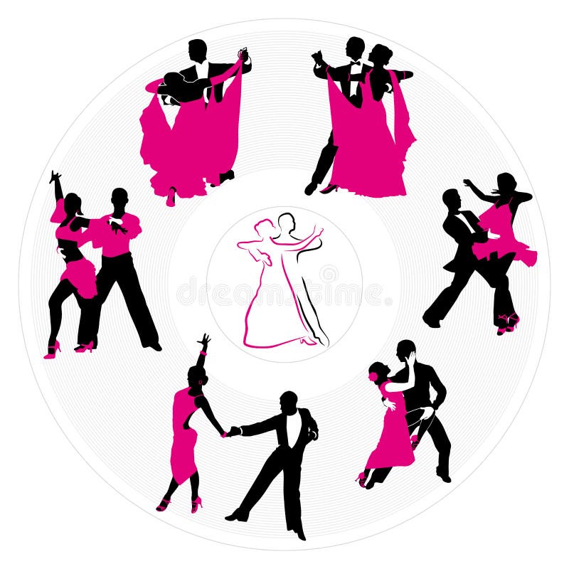 Couples Dancing Together Men Women Lovers Celebrating Event Concept ...