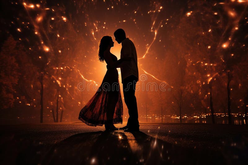 Couples Dancing Under the Stars Stock Illustration - Illustration of ...