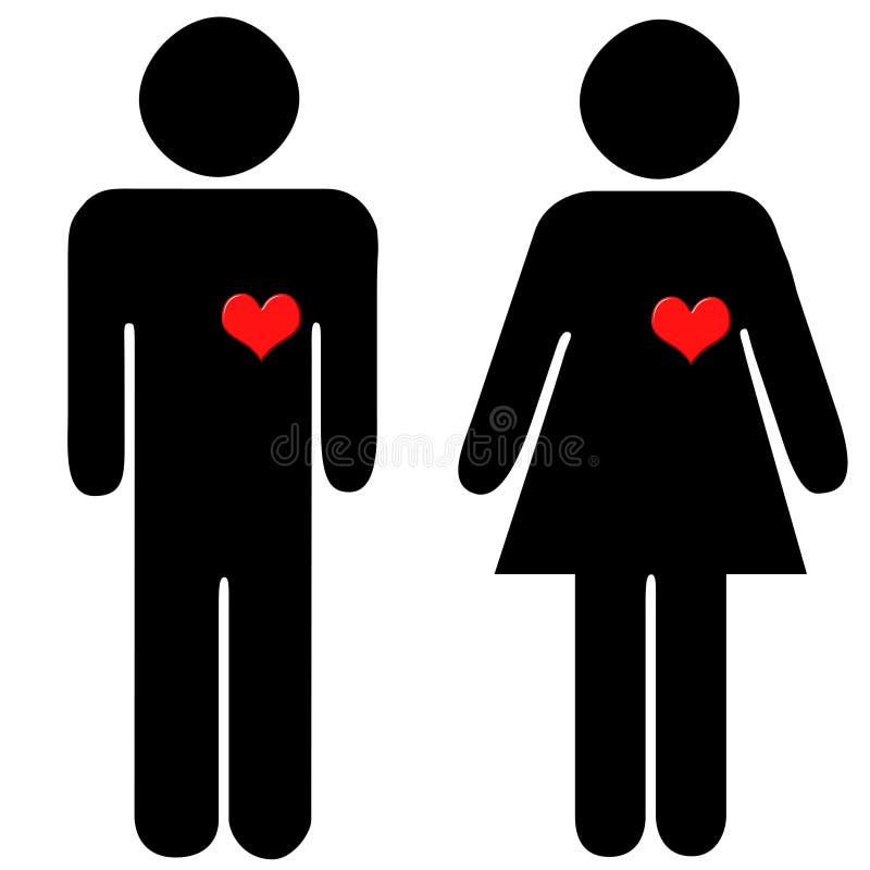 Couple Amoureux Avec Icône De Cœur Vectorielle, Signe Plat Rempli ...