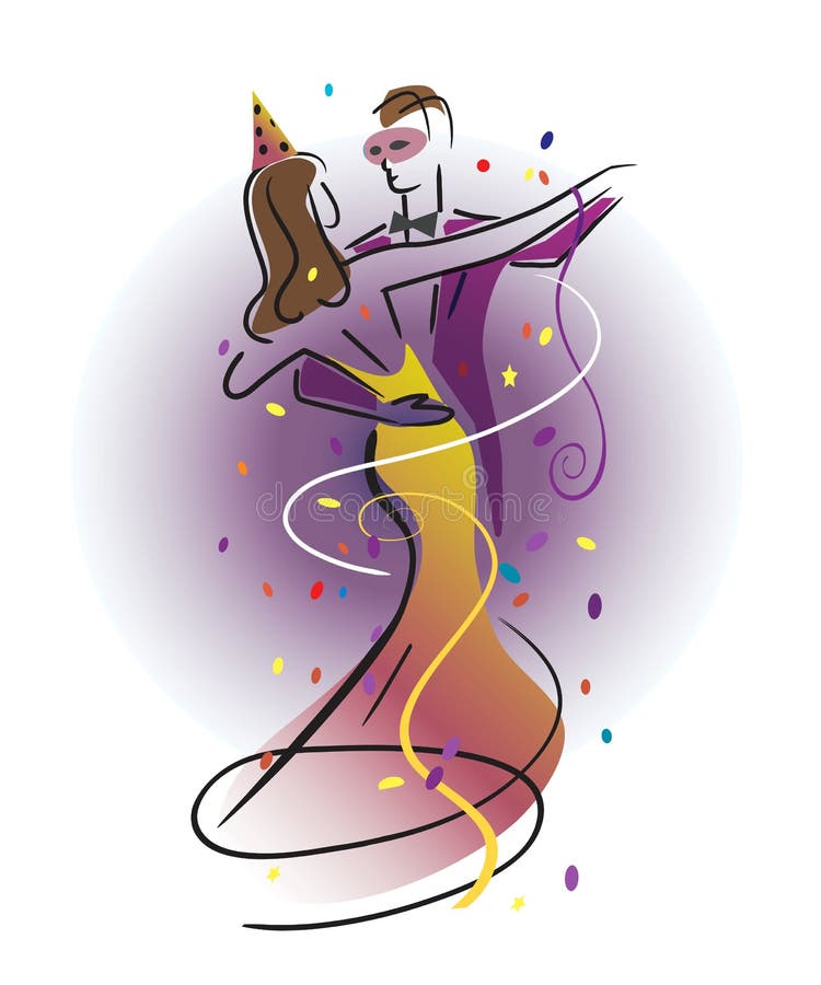 Couples De Danse De Salle De Bal De Carnaval Illustration de Vecteur ...