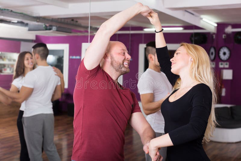 Couples Enjoying of Partner Dance Stock Photo - Image of positive ...