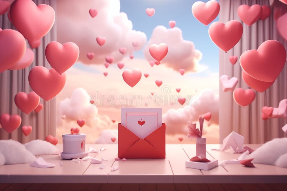 Couples Exchanging Heartfelt Letters and Stock Illustration ...