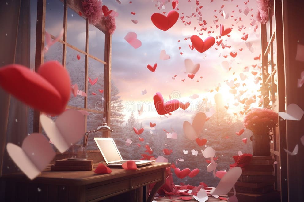 Couples Exchanging Heartfelt Letters and Stock Illustration ...