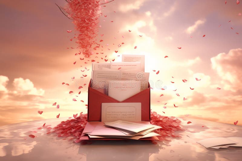 Couples Exchanging Heartfelt Letters and Stock Illustration ...