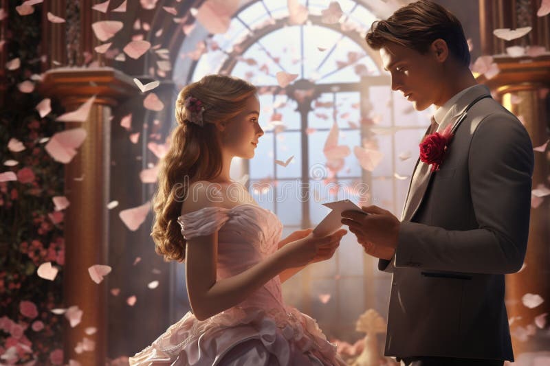 Couples Exchanging Heartfelt Letters and. Generative Ai Stock ...