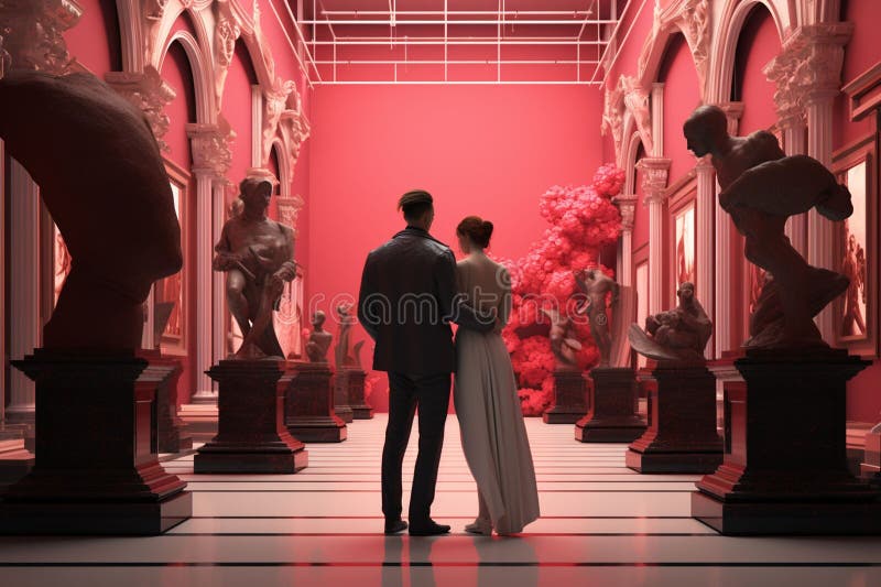 Couples Exploring Art Galleries and Museums on Stock Illustration ...