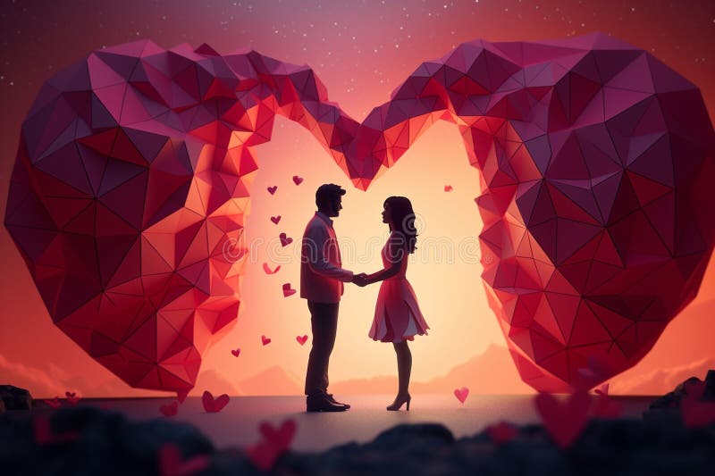 Couples Expressing Love through HeartShaped Stock Illustration ...