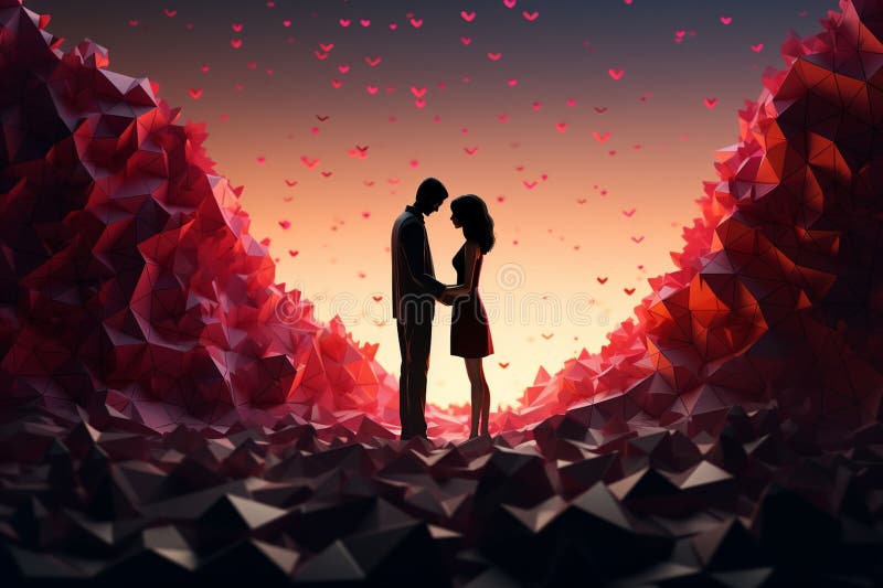 Couples Expressing Love through HeartShaped Stock Illustration ...