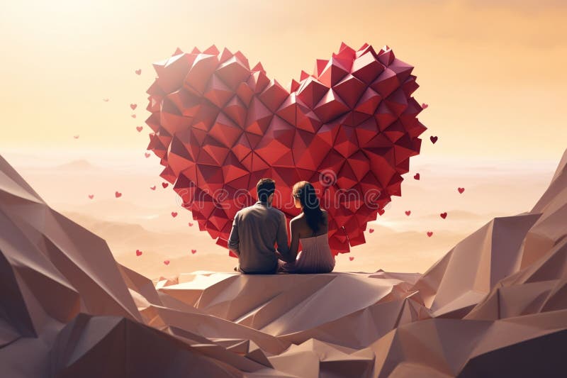 Couples Expressing Love through HeartShaped Stock Illustration ...