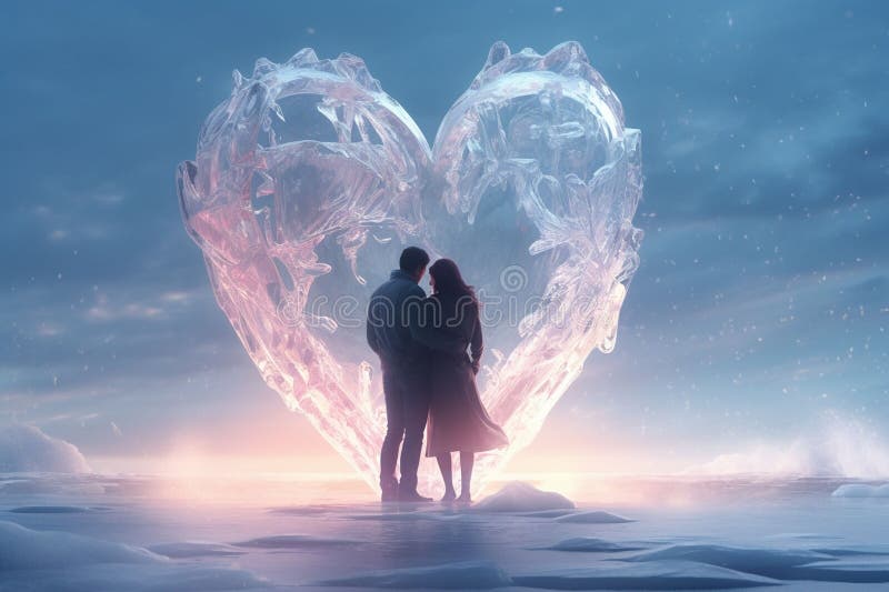 Couples Expressing Love through HeartShaped Ice Stock Illustration ...