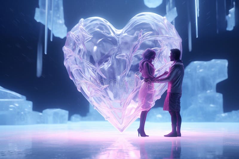 Couples Expressing Love through HeartShaped Ice Stock Illustration ...