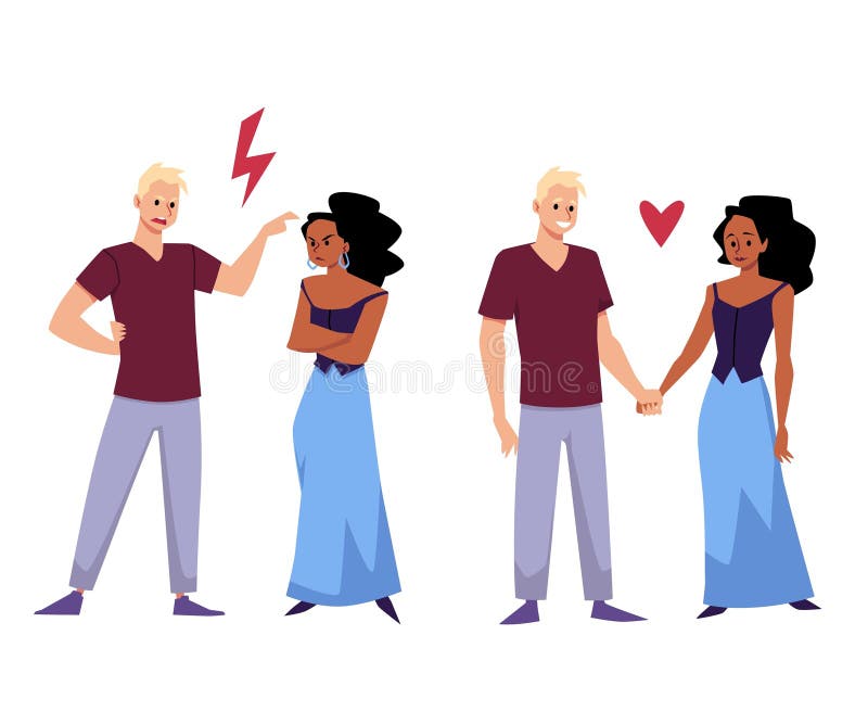 Couples Have Bad Relationship And Marriage Problems Flat Vector