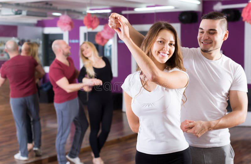 Couples Having Dancing Class Stock Image - Image of girl, classroom ...