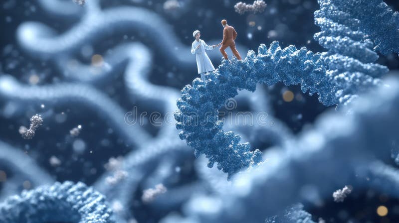 Couples Journey through DNA Helix, Symbolizing Love and Science Stock ...