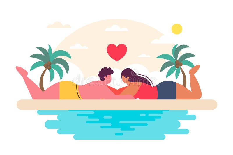 Couples in Love on the Beach. Summer Holiday Stock Vector ...