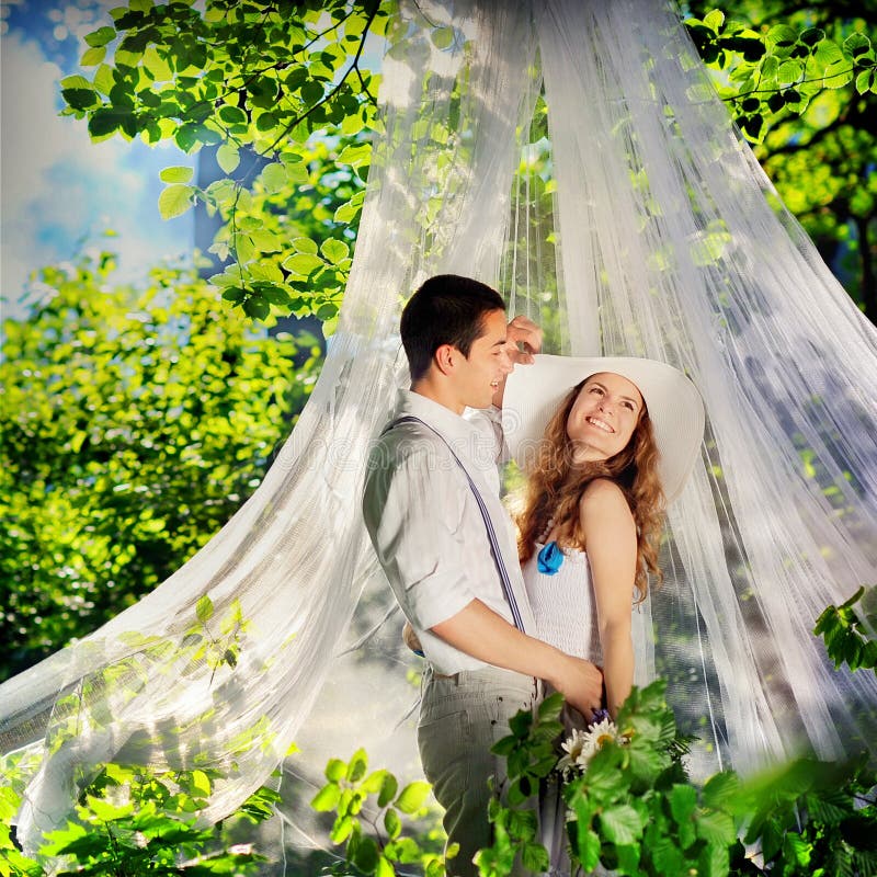 Couples Meeting in a Forest Stock Image - Image of beauty, contour ...