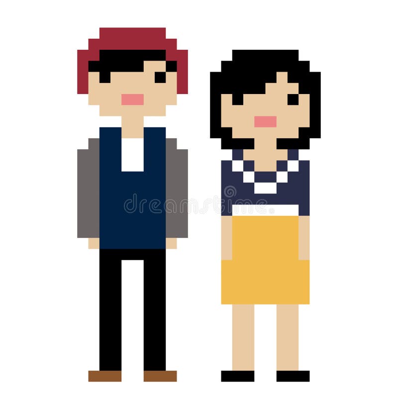 Couples Pixel Pattern. Pixel Man and Woman Image. Vector Illustration ...