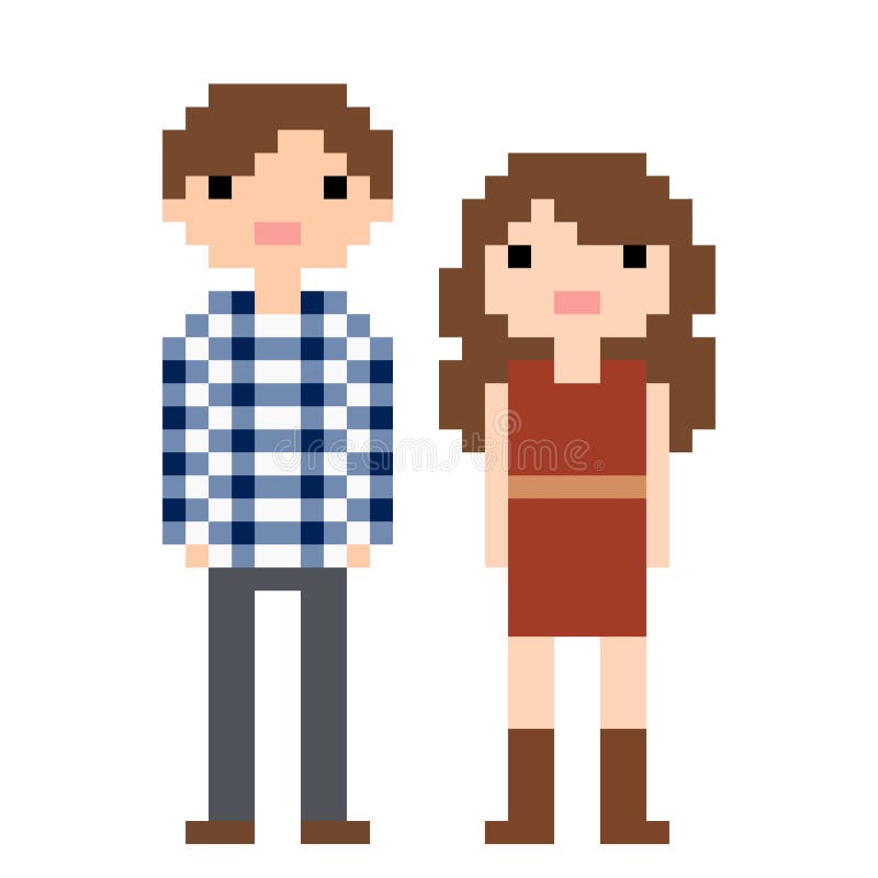 Couples Pixel Pattern. Pixel Man and Woman Image. Vector Illustration ...