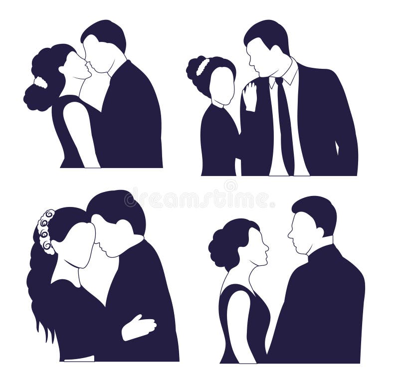 Couples silhouette stock vector. Illustration of gesture - 272079582